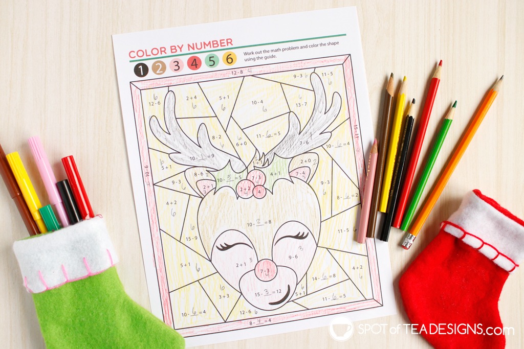 Elf Idea | Christmas Color By Number Math Activity Sheet - Spot of Tea ...