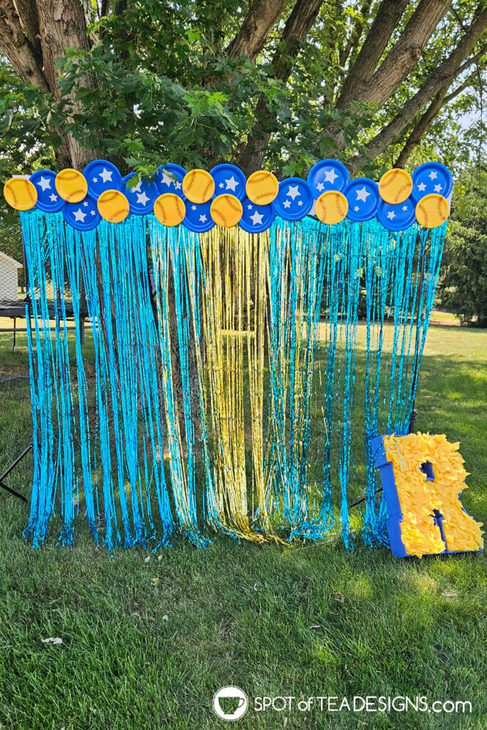 DIY Paper Plate Softball Party Backdrop - Spot of Tea Designs